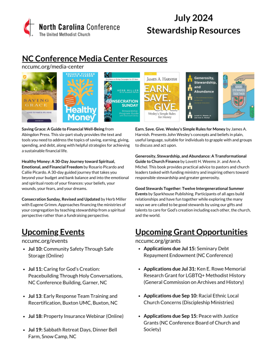 July Monthly Resource Flyer | North Carolina Conference of The United ...